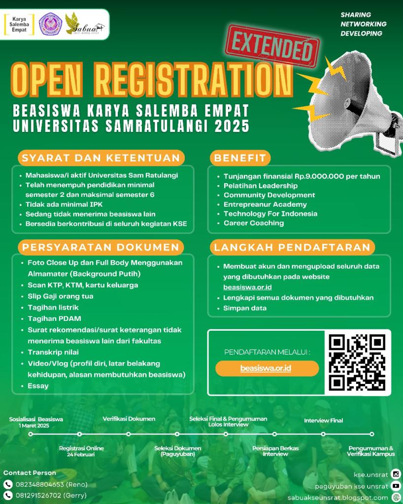 PERPANJANGAN PENDAFTARAN BEASISWA KSE T.A 2025/2026 – Prodi S1 Teknik ...